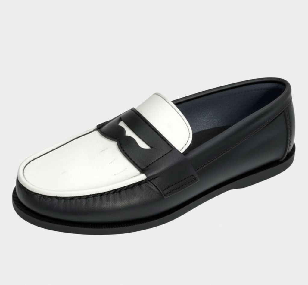 Ilakad Penny Loafer Two Tone Topsider Sole Men Genuine Leather Shoes M
